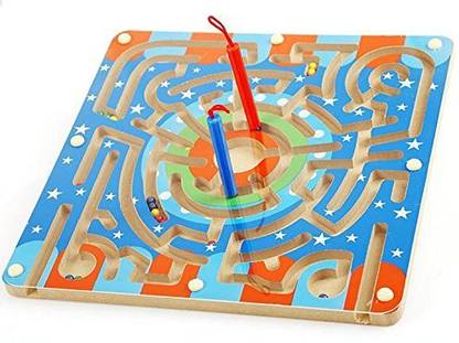 FQStech Wooden Circular Magnetic Track Pen Magnetic Beads Maze Hand ...