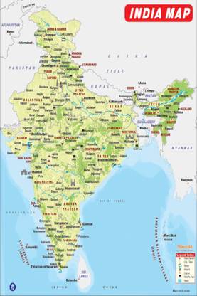 India map Poster Paper Print (18 inch X 12 inch, Rolled) Paper Print ...