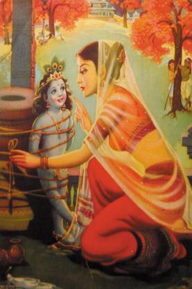 Krishna with Mother Yashoda poster Poster Paper Print - Religious ...