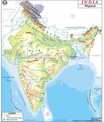 India Physical Map - Vinyl Print [Wall Chart] [Jan 01, 2017] Maps of ...