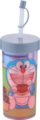 Flipkart.com | Doraemon Glass with Lid & Straw 380 ml - School Water Bottle