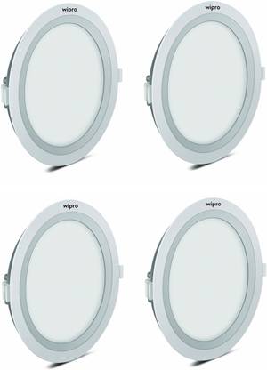 Wipro wave 15w round white led ceiling panel pack of-04 Recessed ...