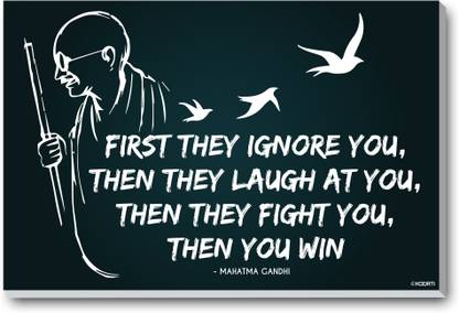 KAARTI First they ignore you - Mahatma Gandhi Quote Mini Laminated ...