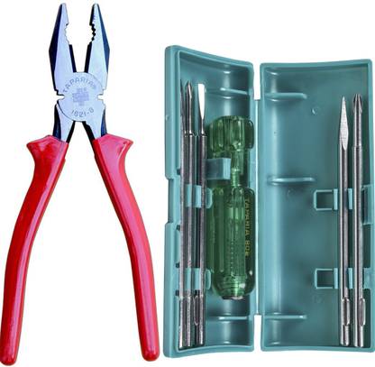 TAPARIA 1621-8 CUTTING PLIER AND 802 SCREWDRIVER SET Hand Tool Kit ...