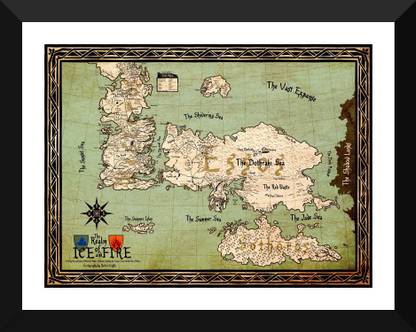 Game Of Thrones Collection - Seven Kingdoms Of Westeros Map - Premium ...