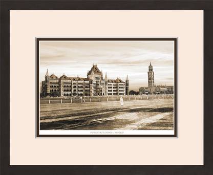 Old Vintage Bombay (Mumbai) Wooden Photo Frame of Public Buildings Fine ...