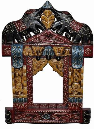 Lal Haveli Elephant Design Wall Showpiece Photo Frame Decorative Wood ...