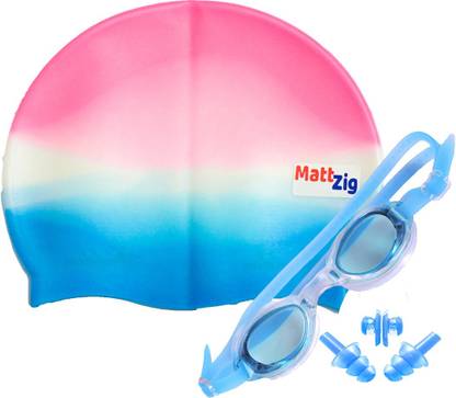 MATTZIG ACE (One Cap + One Goggle + Ear Plug + Nose Clip) Swimming Kit ...