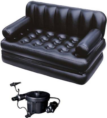 Black Glossy SA352 AirSofa Cum Bed PVC (Polyvinyl Chloride) 3 Seater ...