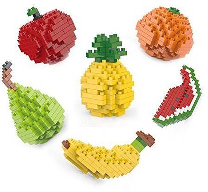 Genrc QTFHR 6 Boxes Diamond Block Fruits Figure Miniature Building ...