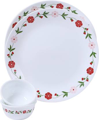CORELLE Pack of 4 Glass Spring Pink 4 Pieces Dinner Set Dinner Set ...