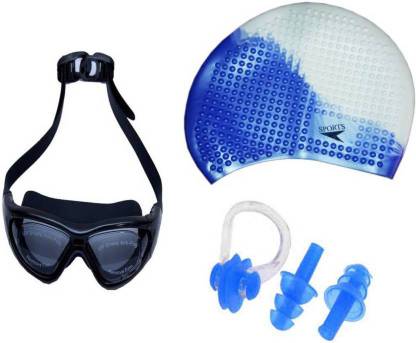 Lord Premium Combo of Goggle, Bubble Cap and Ear Plug and Nose Clip ...