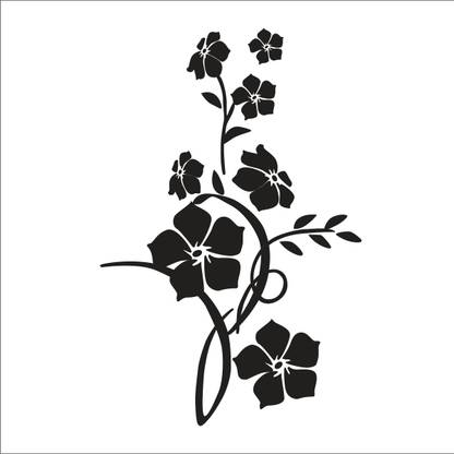 decor kafe 99.06 cm Black Flower vine butterfly vinyl wall stickers ...