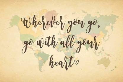 World Map With Text Quotes Wall Art Poster Fine Art Print - Maps ...