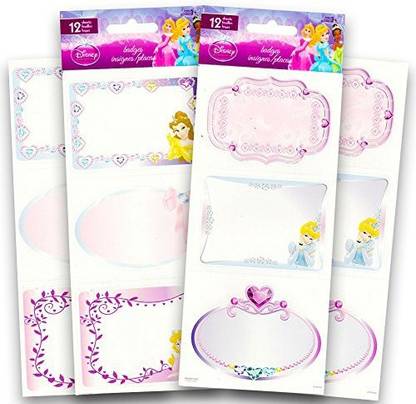 Genrc Disney Princess Name Tag Stickers Value Set for Kids -- Pack of ...