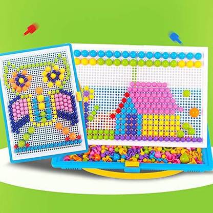 Genrc 3D Peg Board Mushroom Nails Toy, Mosaic DIY Educational Jigsaw ...