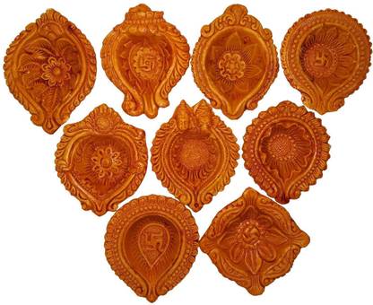 Mud Diya Terracotta (Pack of 10) Table Diya Set Price in India - Buy ...