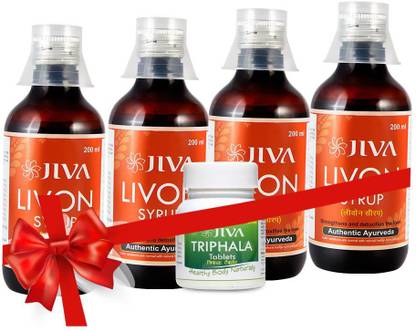 JIVA Livon Syrup (200 ml) Pack of 4 with Triphala Tablets (60 Tablets ...