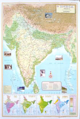 INDIA PHYSICAL MAP 40 INCH X 28 INCH Paper Print - Maps posters in ...