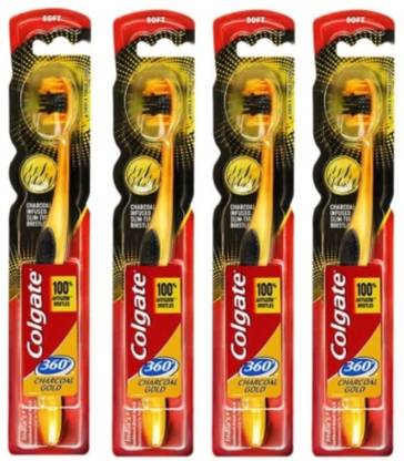 Colgate 360 Charcoal Gold ToothBrush Effectively Cleans Teeth, Tongue ...