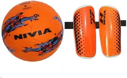 NIVIA 'Storm' Football (size-5) + One Pair of 'Club' football shin ...