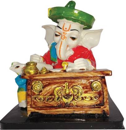 TGB Writing Ganesh JI Statue Idol (Multicolour) Decorative Showpiece ...