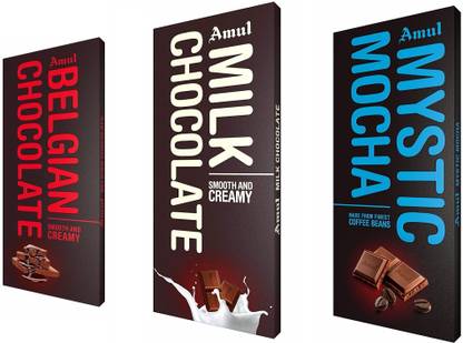 Amul Combo Of 3 Belgian Chocolate, Milk Chocolate and Mystic Mocha by ...