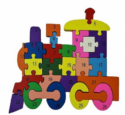 Kesha Spree Wooden Train Puzzle- 26 Letter Alphabet Learning Block ...