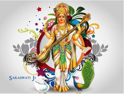 Razwada 90 cm Maa Saraswati Ji Self Adhesive Sticker Price in India ...