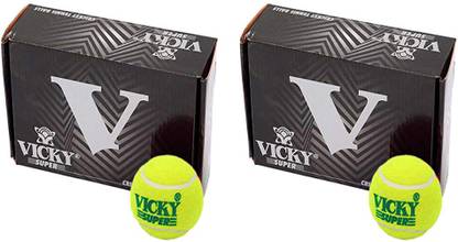 VICKY Cricket Tennis Ball - Super Heavy, Pack of 12 (Yellow) Tennis ...