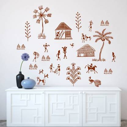 CHIPAKK HOUSE THINGS LIVING ROOM VILLAGE WARLI DESIGN WALL STICKER ...