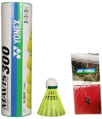 YONEX Mavis 300 Shuttlecock "Pack of 6 Nylon Shuttle" With 1 Wrist Band ...