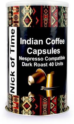 Nick Of Time Indian Coffee Capsules Nespresso Compatible Roast & Ground ...