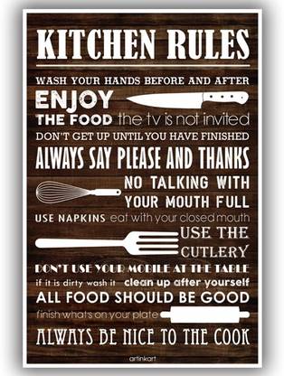 Poster-Kitchen Rules Funky Quotes Funny Posters for Kitchen Door Room ...