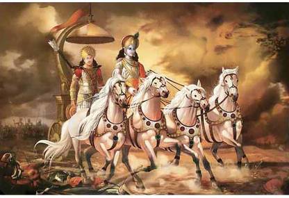 Poster N frame Arjun Kishan Geeta updesh UV Textured Decorative Art ...