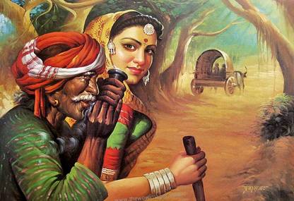 Painting of Indian Village POSTER LARGE Print on 36x24 INCHES Fine Art ...