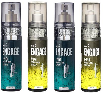 Buy Engage 2 M3 and 2 M4 Perfume Spray For Men 120ml Each (Pack of 4 ...