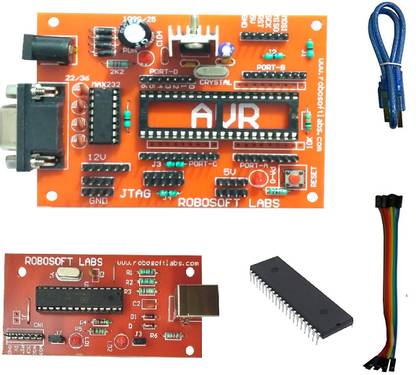 Robosoft Labs AVR 40PIN DEVELOPMENT BOARD With ATMEGA32, MAX232 IC Micro Controller Board ...