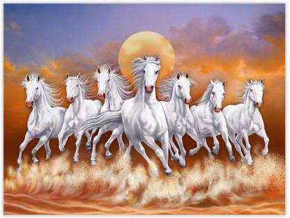 The White Seven Stallion Horses Paper Poster Paper Print - Animals ...