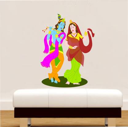 SUDARSHAN STICKER 57 cm Radha krishna Wall Stickers (57Cm X 42Cm) Self ...