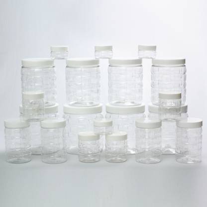 GPET Checkers Jars Plastic Container White Cap (Set of 20) 1800ml (4 ...