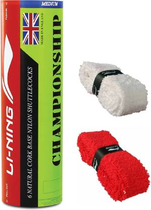 LI-NING Championship Nylon Shuttle With 2 Pieces Towel Grip Badminton ...
