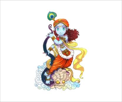 Day Decals 51 cm Shree Krishna Wall Sticker Self Adhesive Sticker Price ...