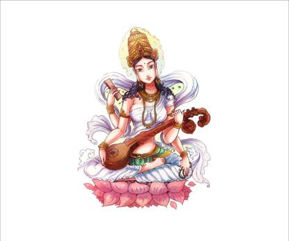 Impression Wall 46 cm Saraswati Maa Wall Sticker ( Cover Area :- 46 X ...