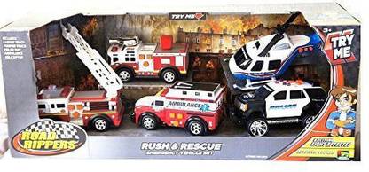 Road Rippers Rush & Rescue Emergency 5 Vehicle Set Ambulance, Fire ...