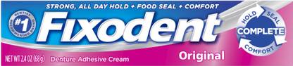 Fixodent Complete Original Denture Adhesive Cream 2.4 Oz Toothpaste ...