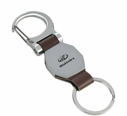GCT Mahindra Car Logo (Design-56) Premium Brown Leather Silver Metal ...