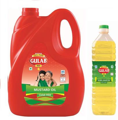 gulab oils Sunflower 1L + 5L Mild Mustard Oil Jar Price in India - Buy ...