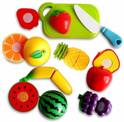 Just97 Realistic Sliceable Fruits Velcro Cutting Play Toy Set For Kids ...
