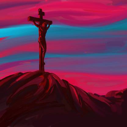 Christ Crucifiction pink |god poster|christian god poster|jesus poster ...